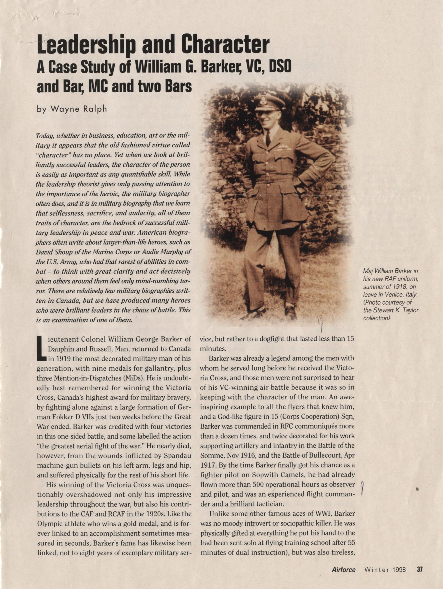 William George Barker - Canada's Aviation Hall of Fame